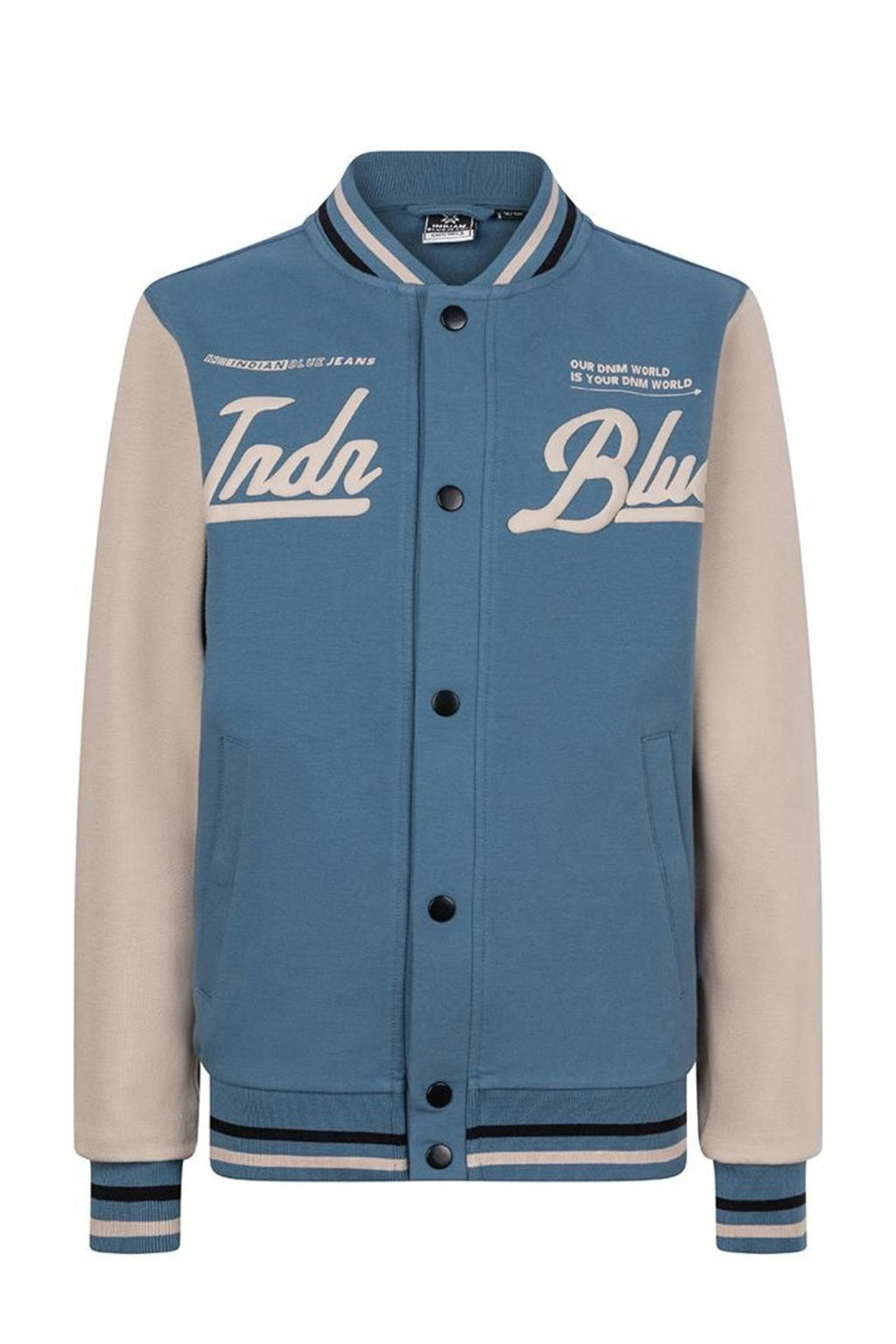 Indian Blue Jeans baseball vest blauw/ecru | wehkamp