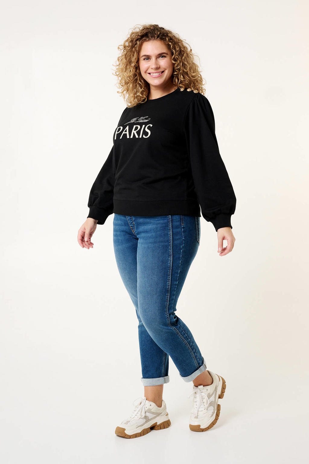MS Mode sweater met tekst zwart | wehkamp