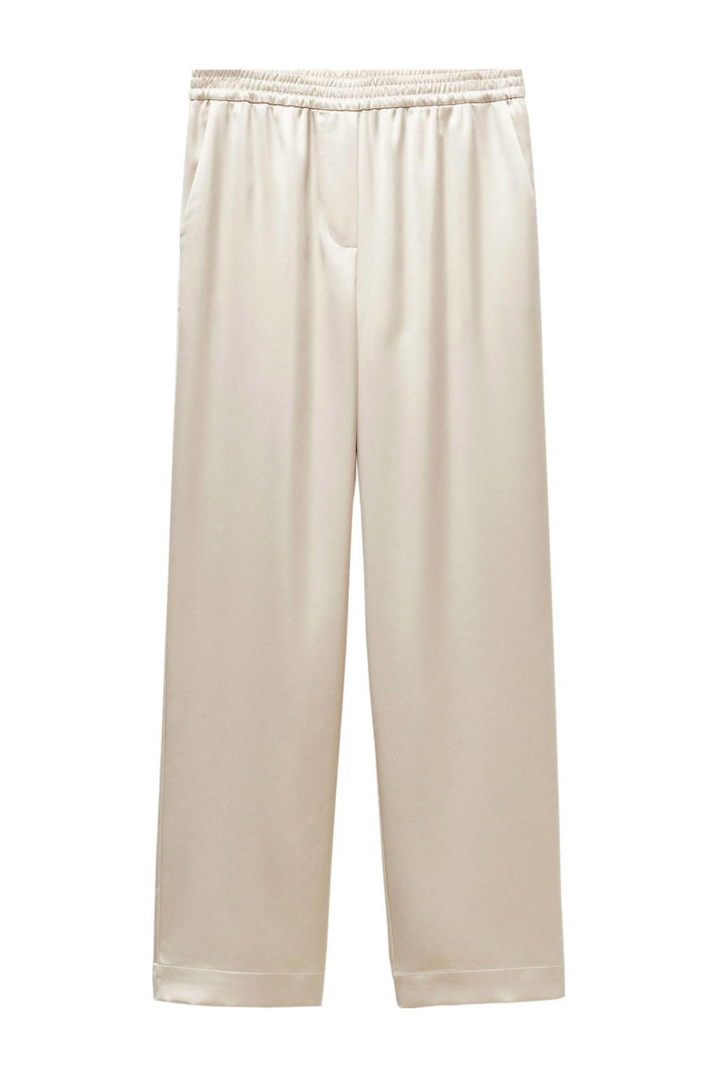 Mango satijnen loose fit broek ecru | wehkamp