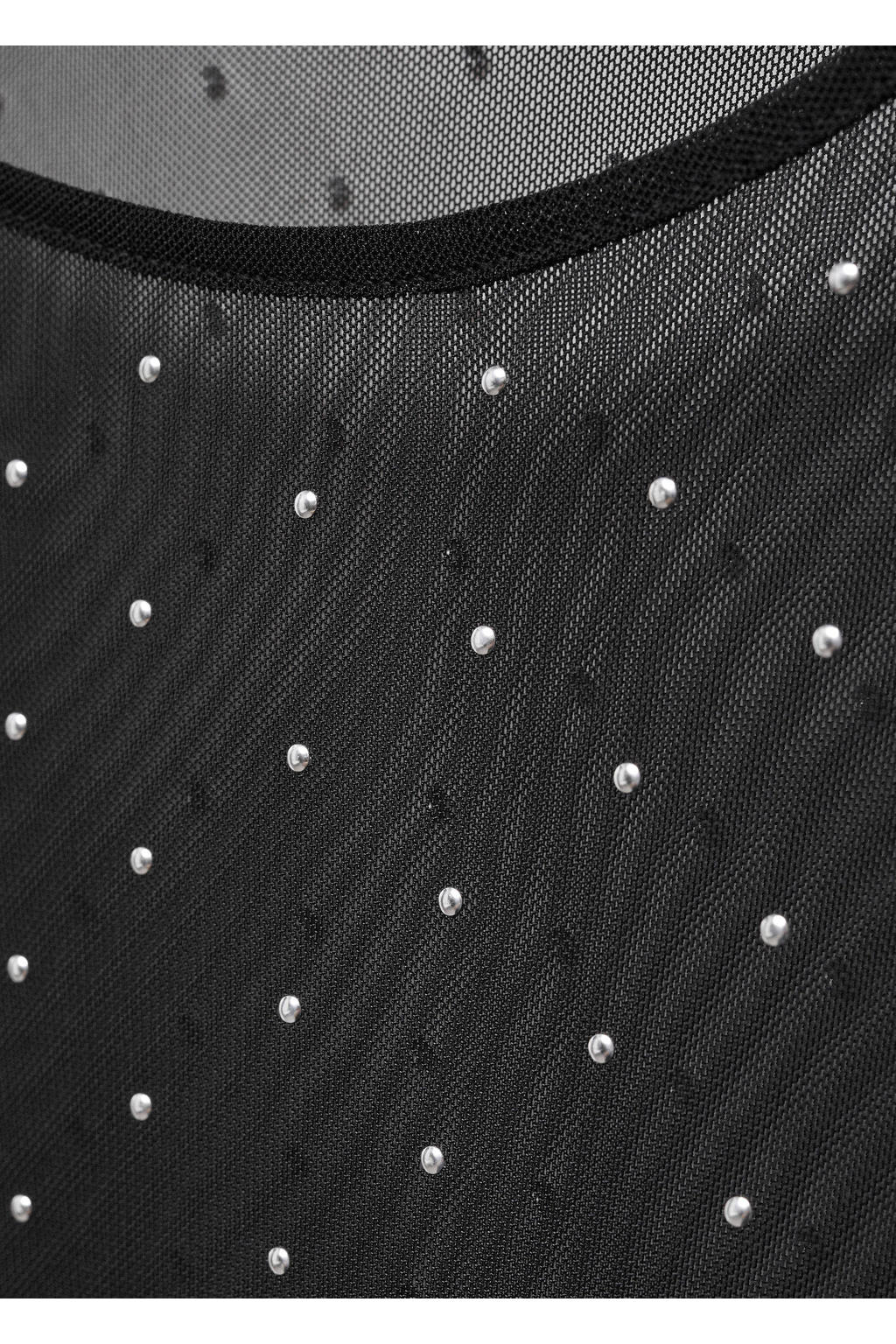 Mango semi-transparante top met studs zwart | wehkamp