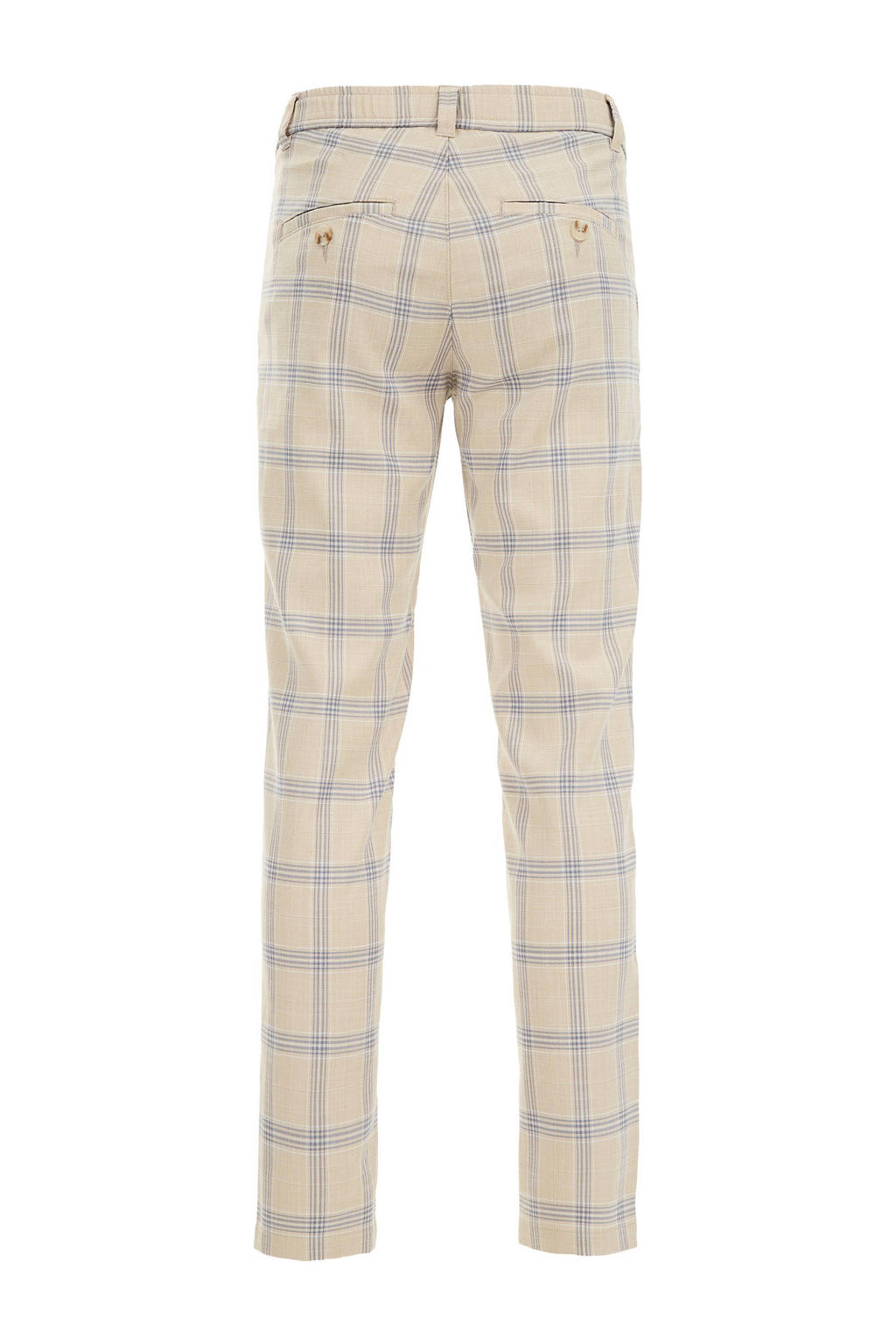 WE Fashion geruite slim fit broek beige | wehkamp