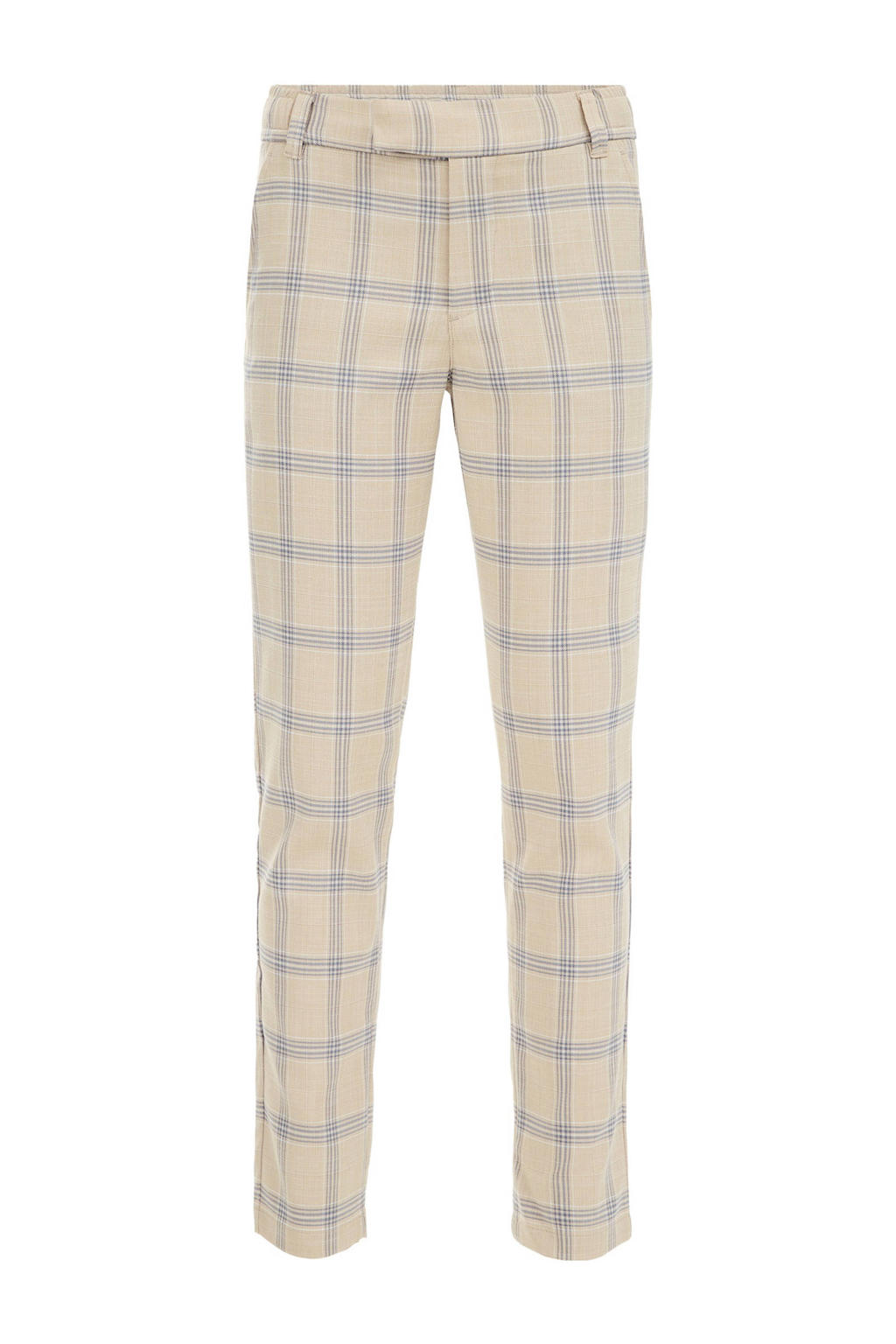 WE Fashion geruite slim fit broek beige | wehkamp