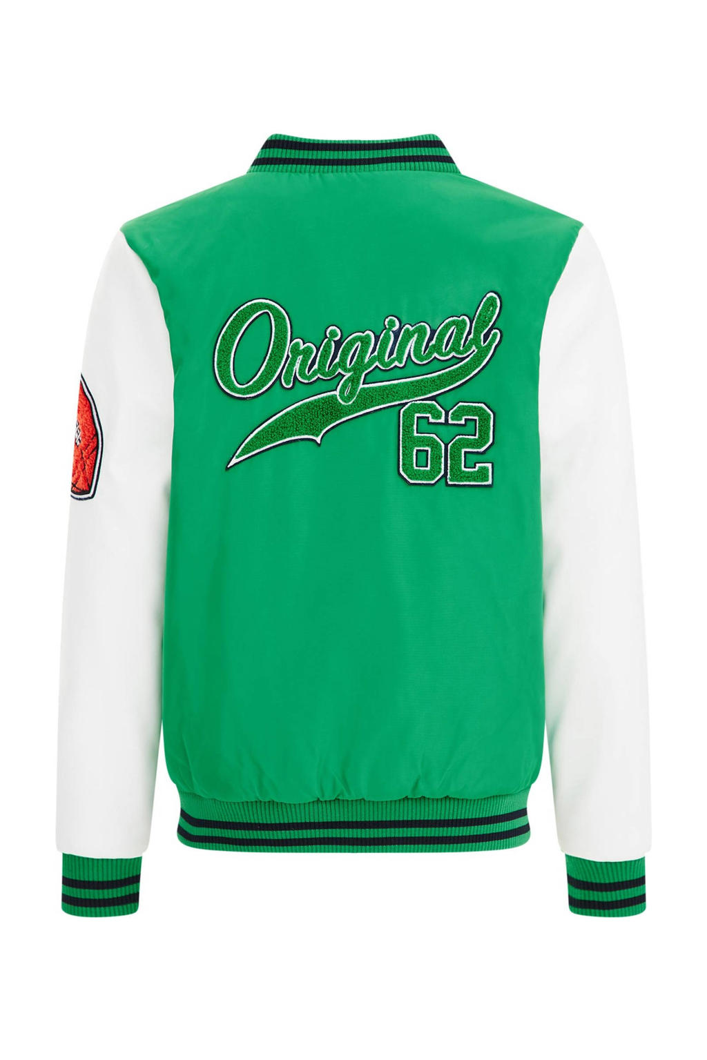 WE Fashion baseball jacket van polyester groen/wit | wehkamp