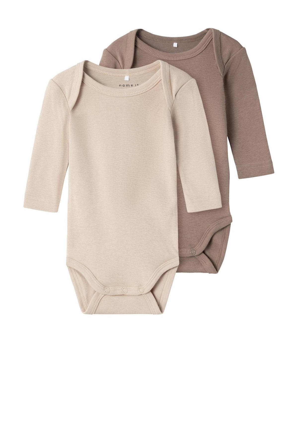 NAME IT BABY romper NBNBODY - set van 2 beige/bruin | wehkamp