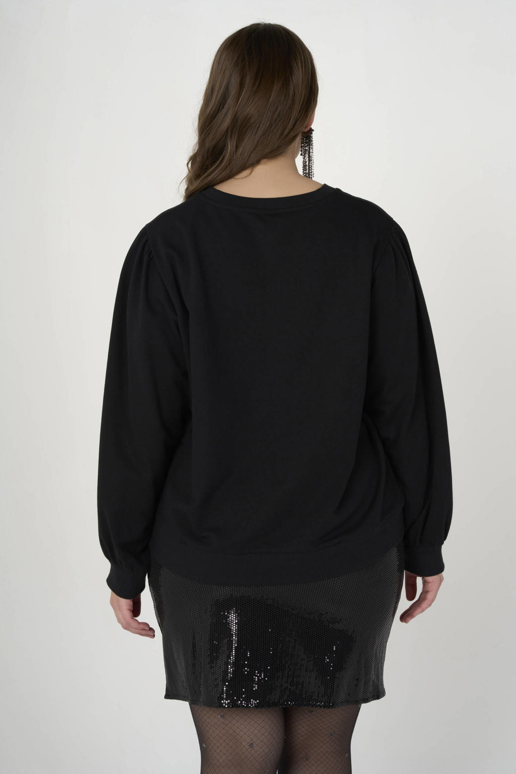MS Mode sweater met tekst en strass steentjes zwart | wehkamp