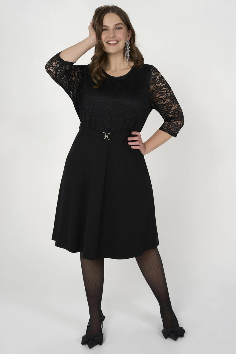 MS Mode jurk met kant zwart kopen? | Morgen in huis | wehkamp