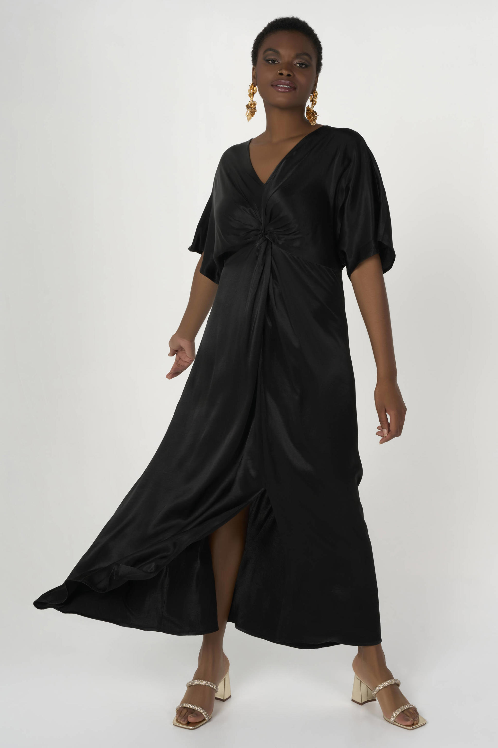 MS Mode satijnen maxi jurk zwart | wehkamp