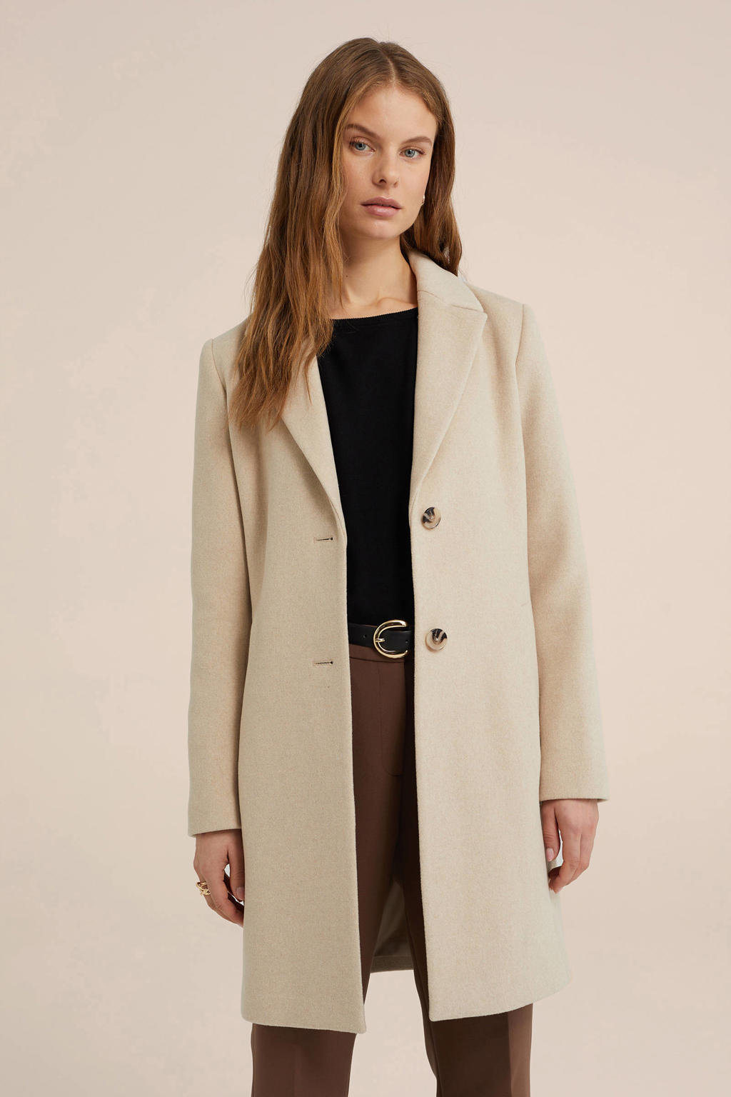 WE Fashion manteljas met wol zand | wehkamp