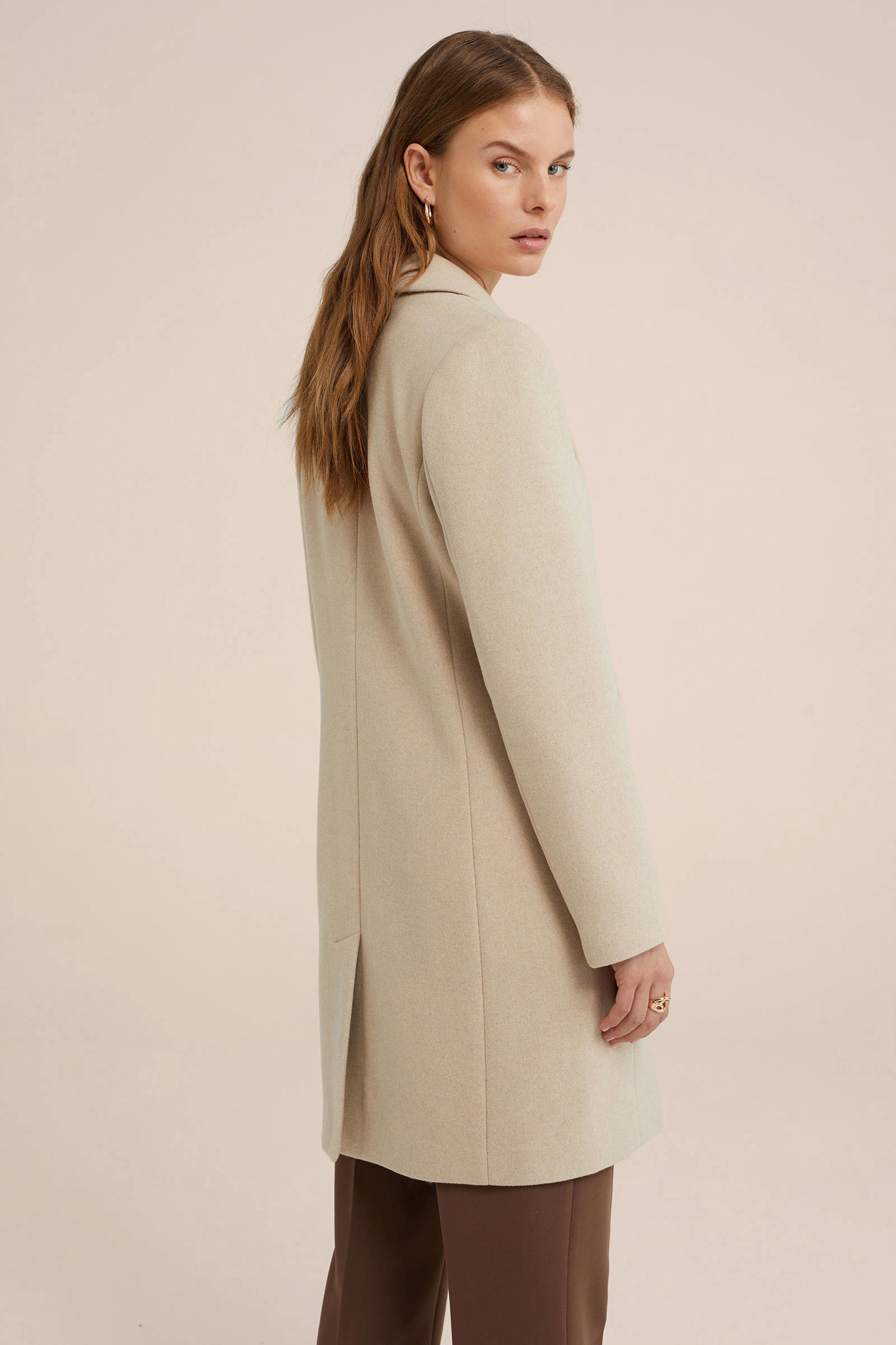 WE Fashion manteljas met wol zand | wehkamp