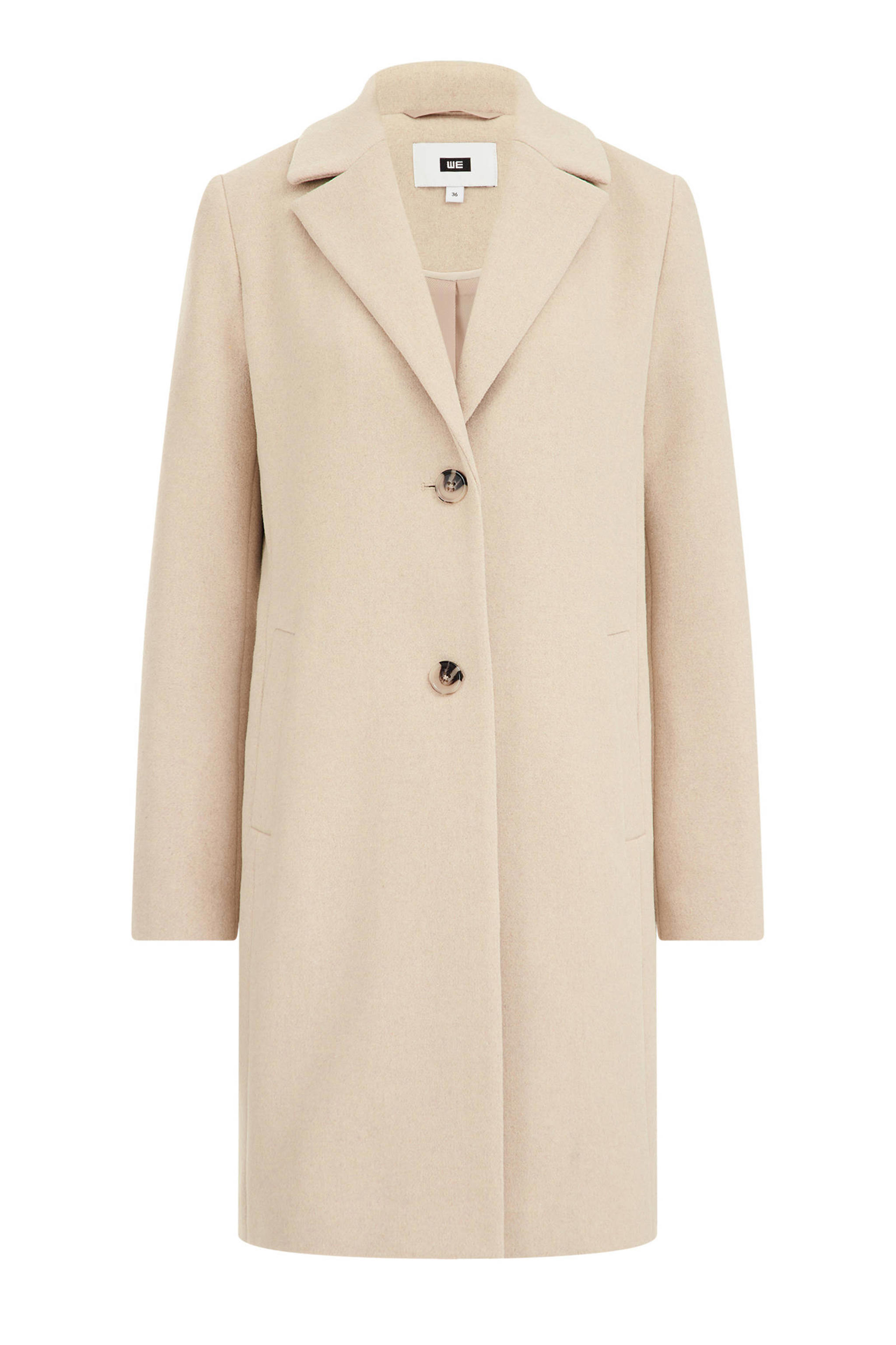 WE Fashion manteljas met wol zand | wehkamp