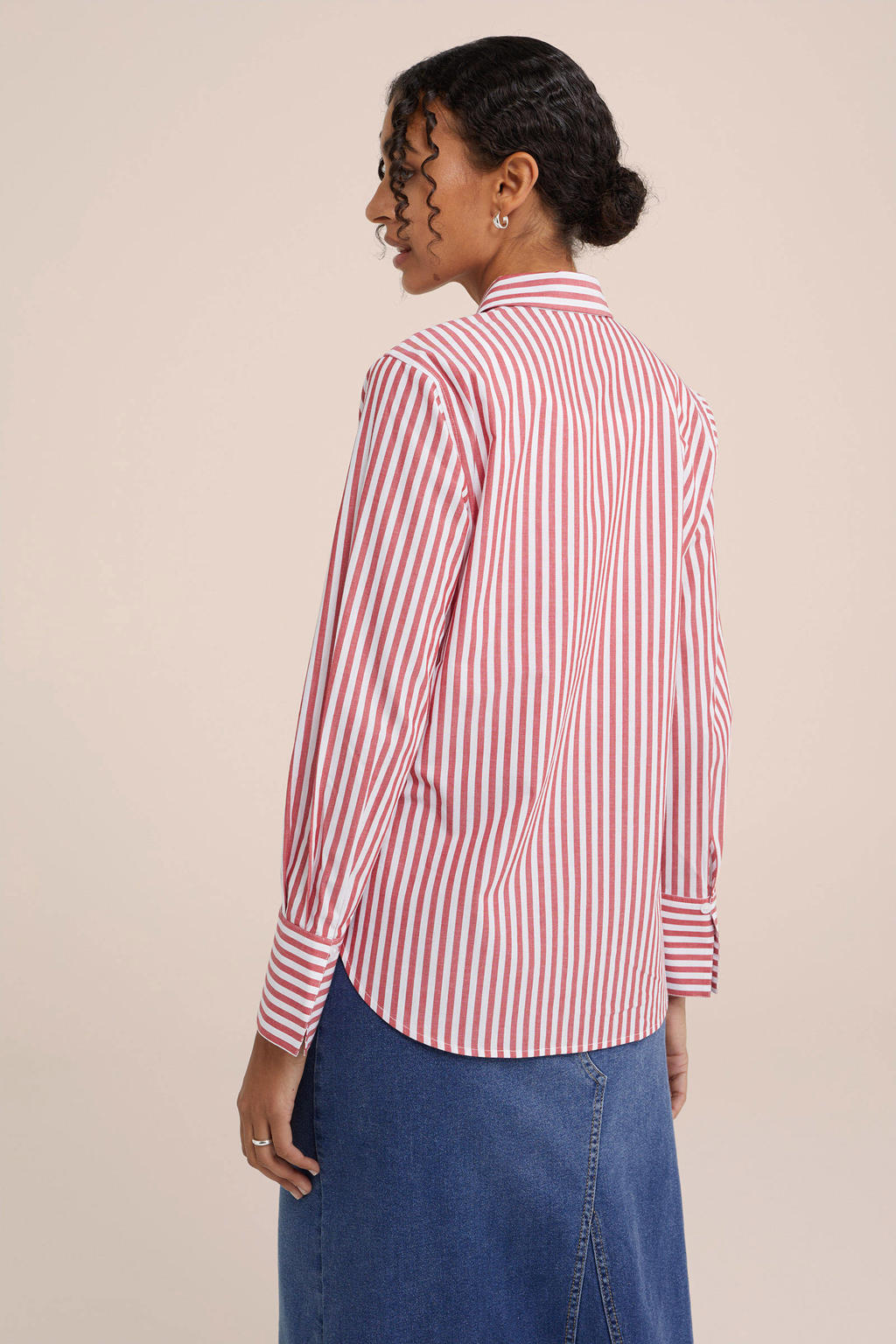 WE Fashion gestreepte blouse rood/wit | wehkamp