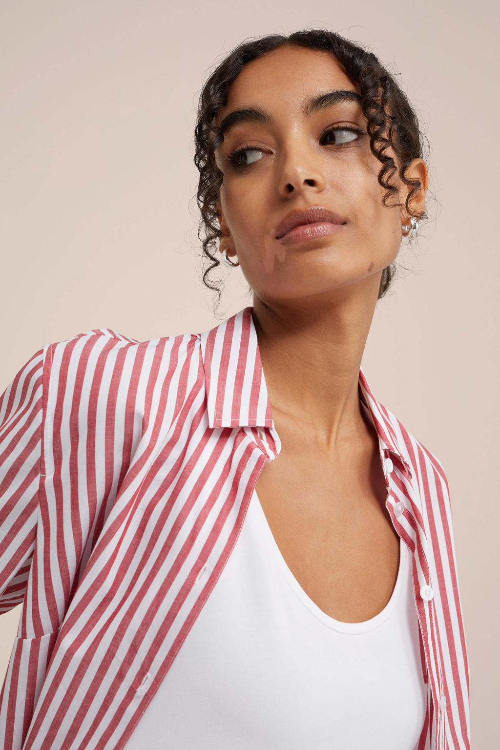 WE Fashion gestreepte blouse rood/wit | wehkamp