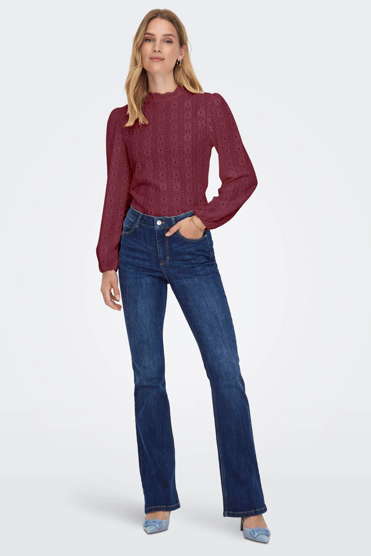 JDY top JDYDEMI met open detail donkerrood | wehkamp