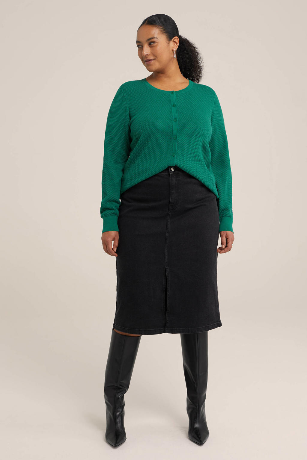 WE Fashion Curve vest met textuur donkergroen | wehkamp