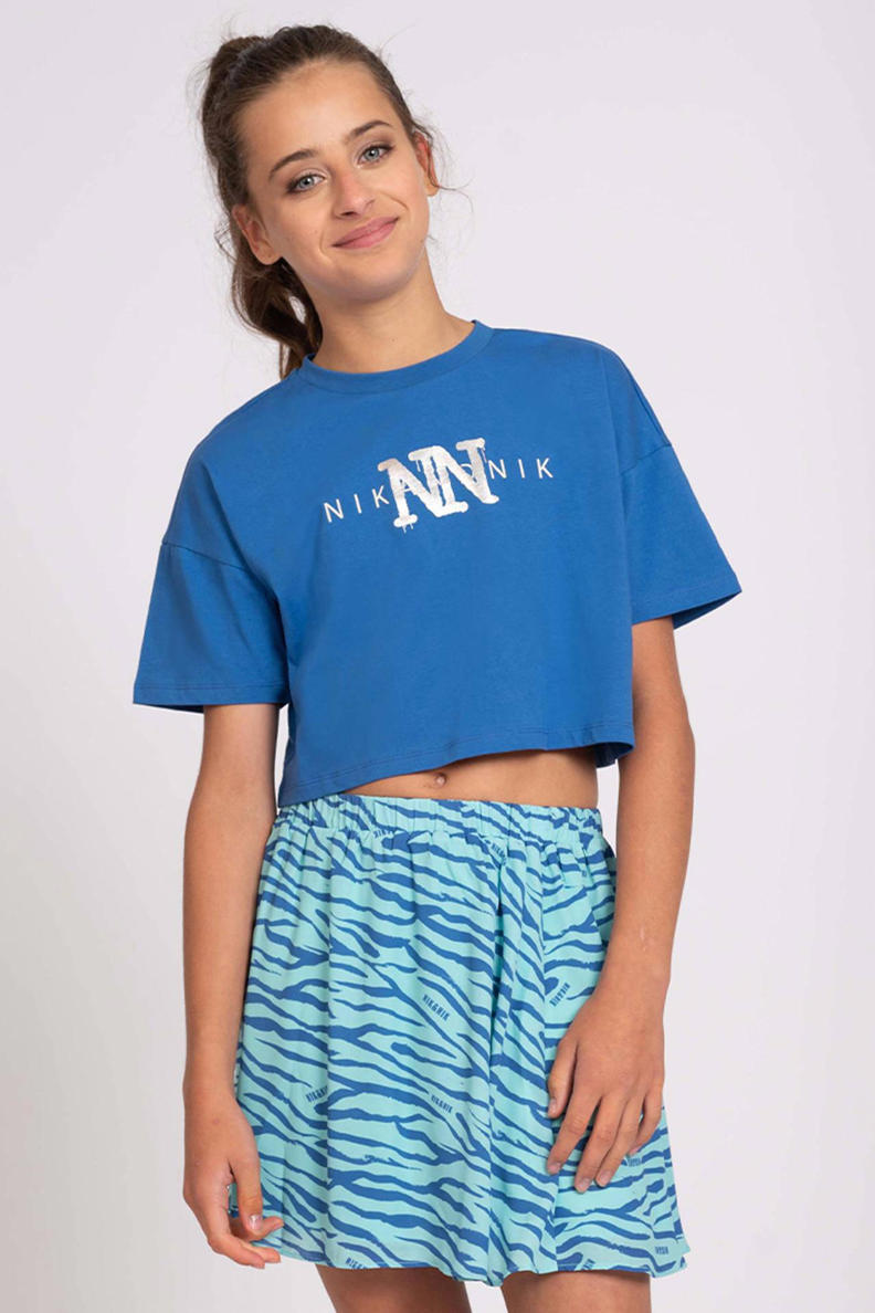 NIK&NIK T-shirt Spray met logo helderblauw | wehkamp