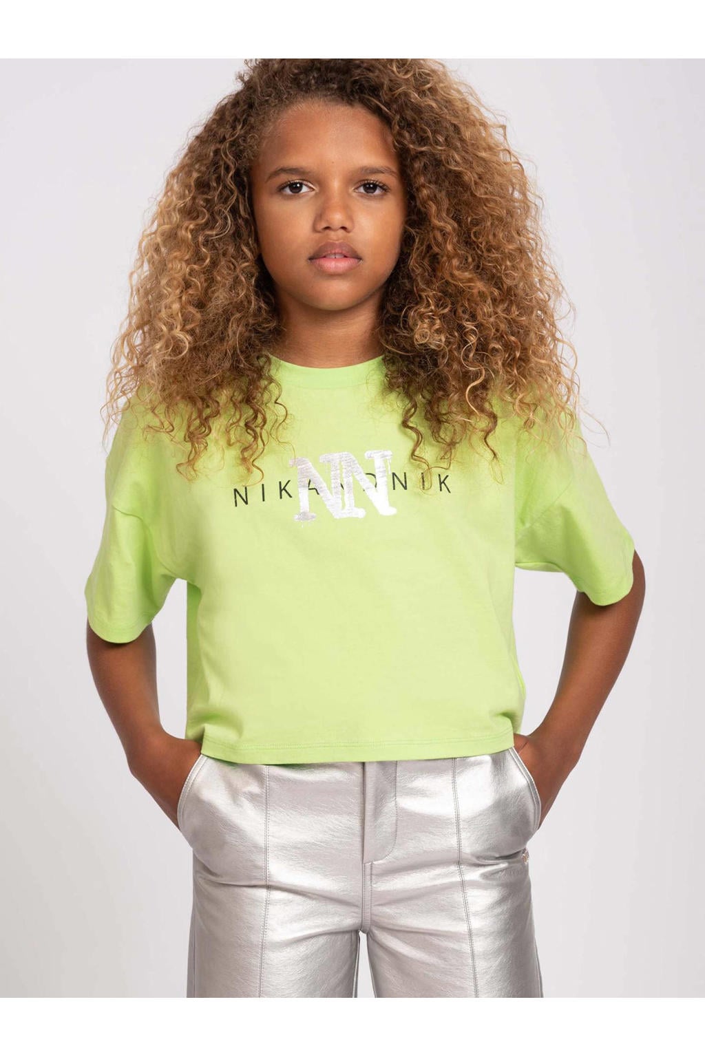 NIK&NIK T-shirt Spray met printopdruk limegroen | wehkamp