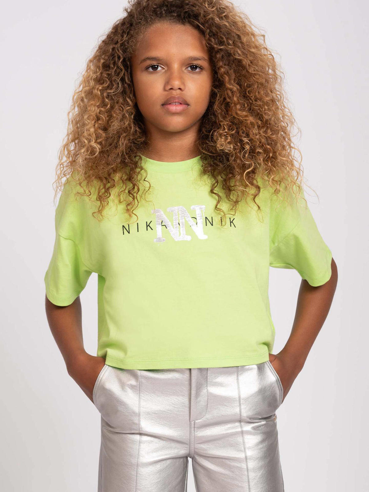 NIK&NIK T-shirt Spray met printopdruk limegroen | wehkamp