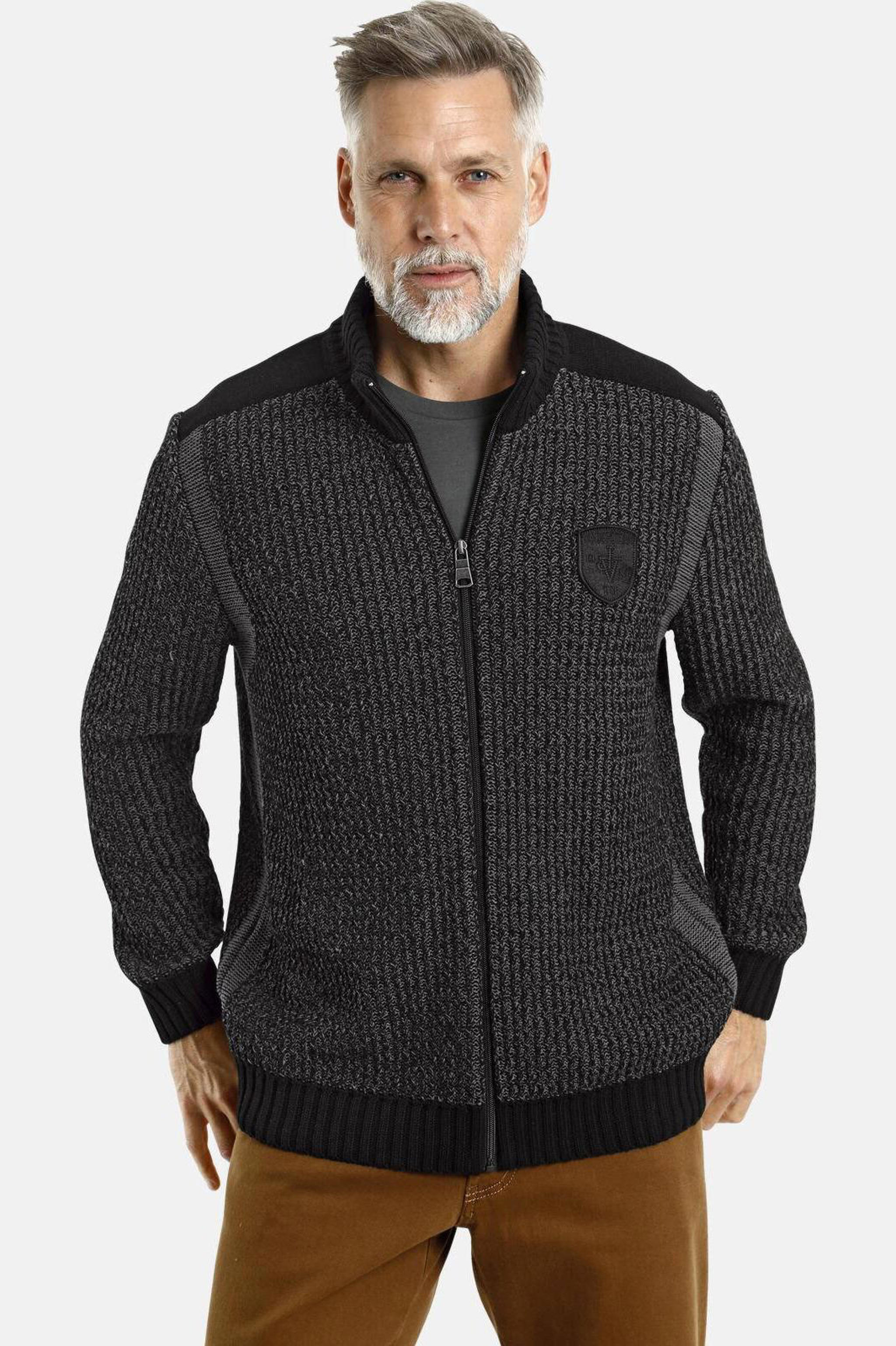 Jan Vanderstorm vest HALSTEN met logo Plus Size zwart | wehkamp