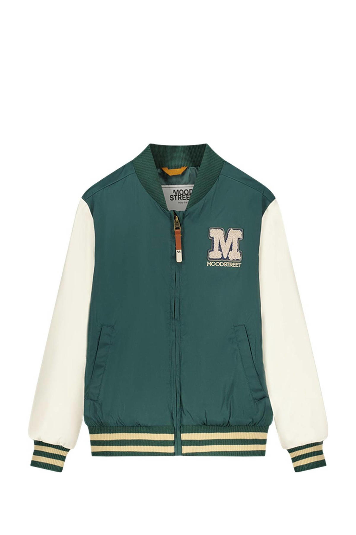 Moodstreet baseball jacket groen/offwhite | wehkamp
