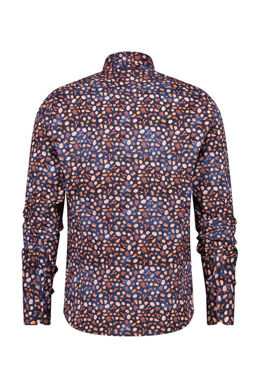 A fish named Fred slim fit overhemd met all over print navy | wehkamp