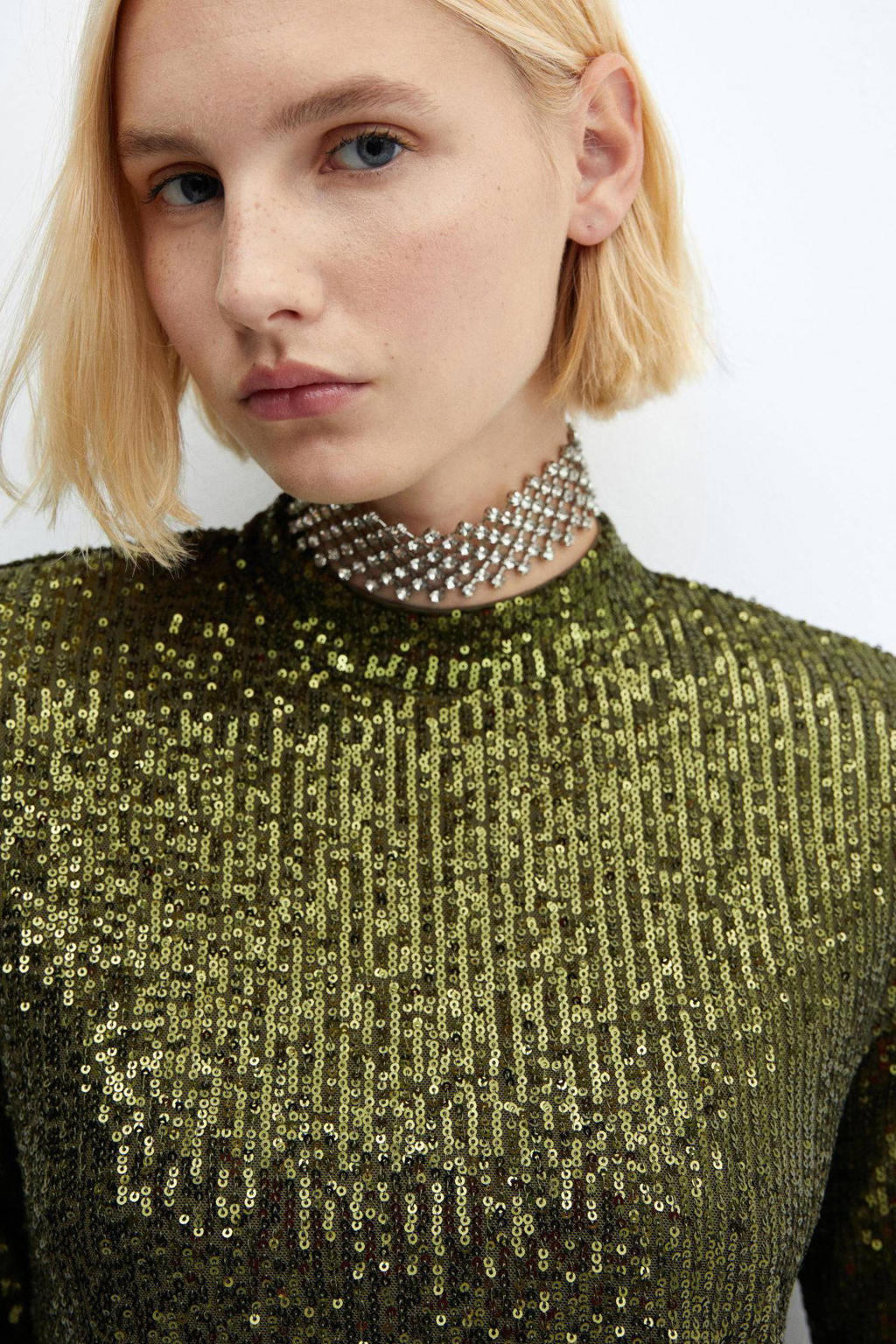 Mango top met pailletten groen | wehkamp