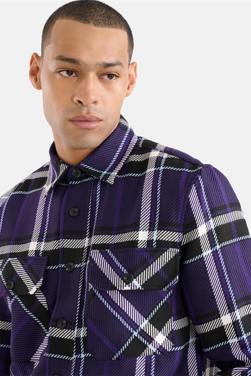 Shoeby geruit regular fit overshirt paars | wehkamp