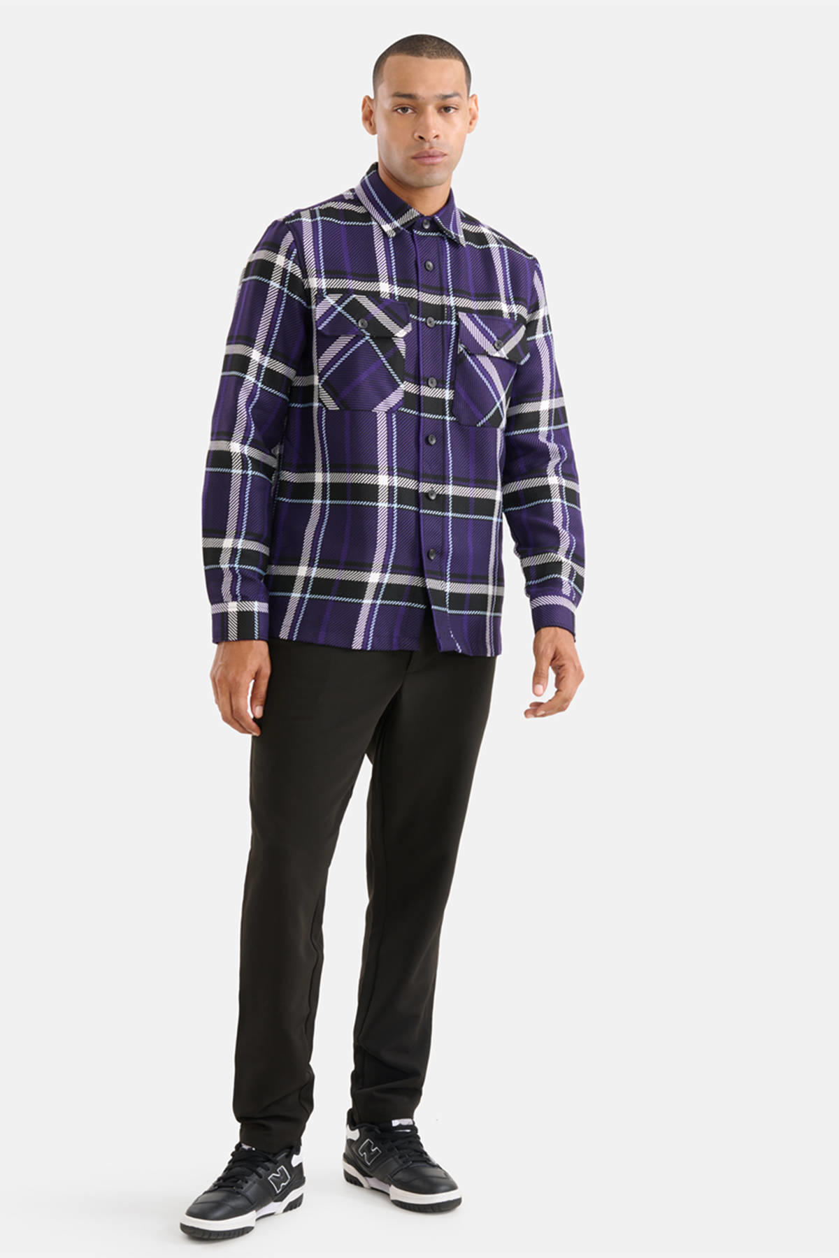 Shoeby geruit regular fit overshirt paars | wehkamp