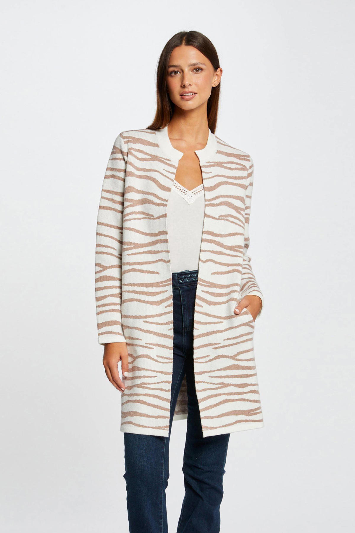Morgan vest met zebraprint ecru/ beige | wehkamp