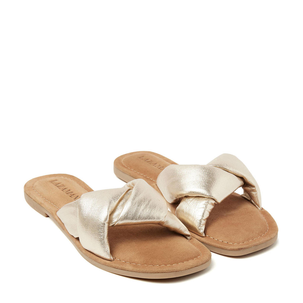 Lazamani leren slippers goud kopen? | Morgen in huis | wehkamp