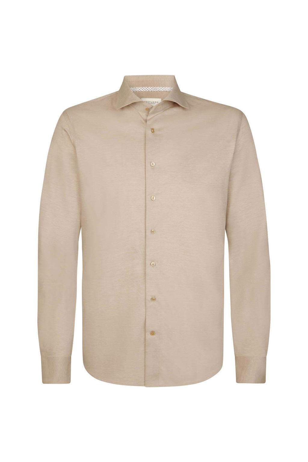 Profuomo slim fit strijkvrij overhemd beige | wehkamp