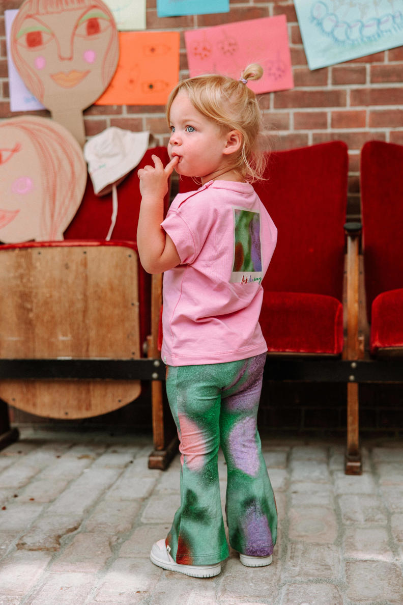 The New Chapter high waist flared broek Max groen/lila/roze | wehkamp