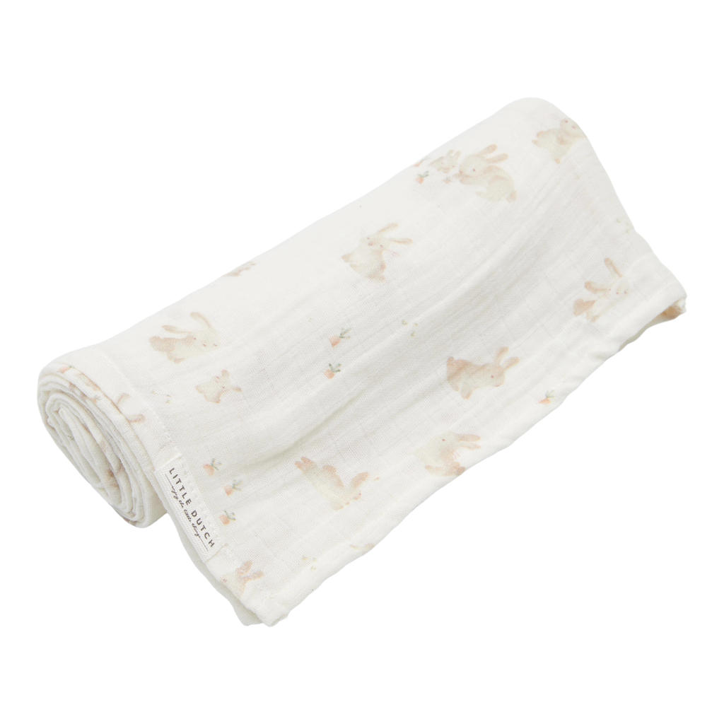 Little Dutch hydrofiele swaddle doek 70x70 - set van 2 Baby Bunny/Beige ...