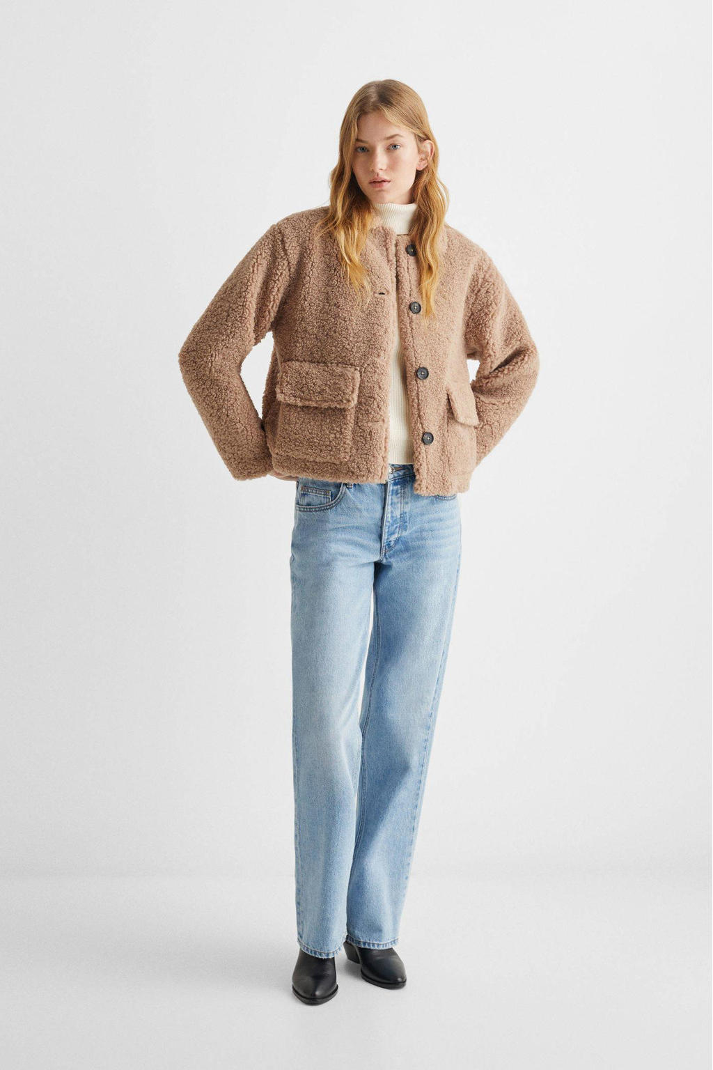 Mango Kids teddy tussenjas lichtbruin | wehkamp