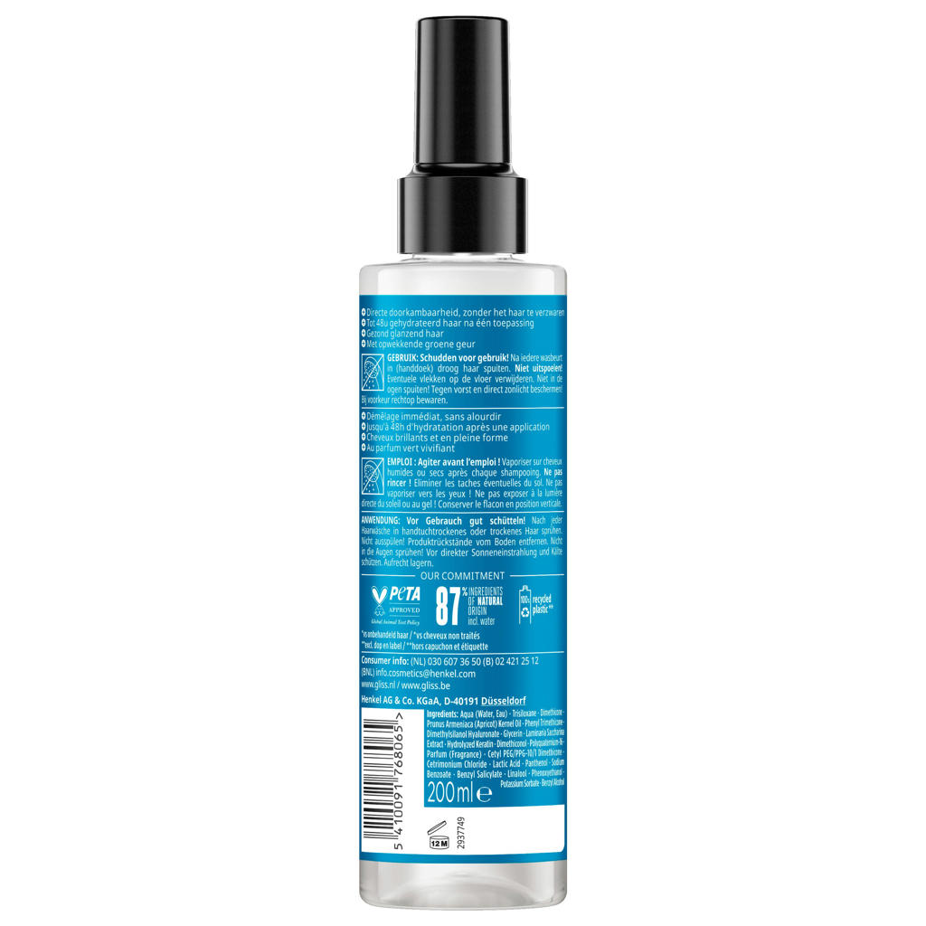 Gliss Kur Aqua Revive anti-klit spray - 6 stuks voordeelverpakking ...