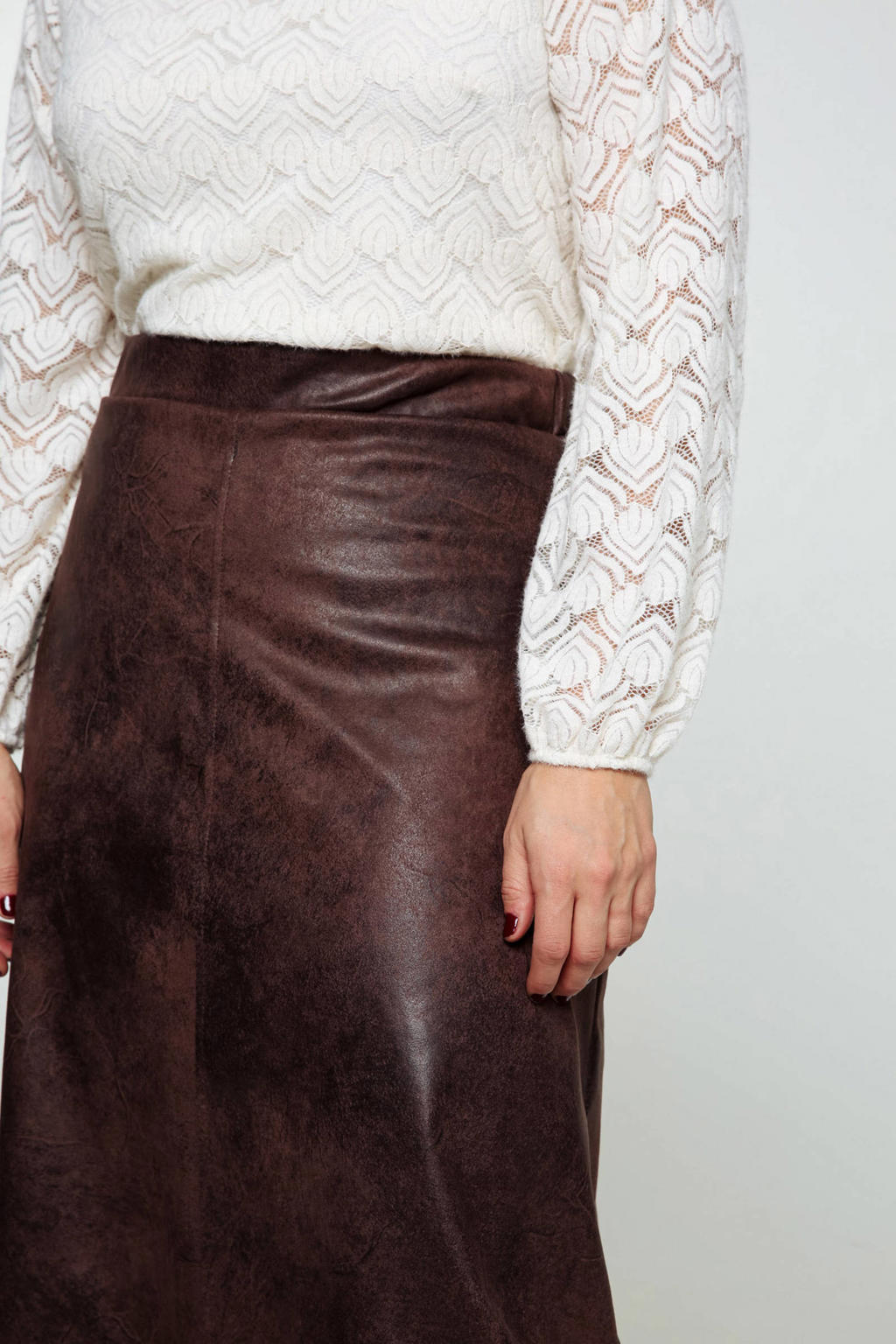 Paprika imitatieleren rok bruin | wehkamp