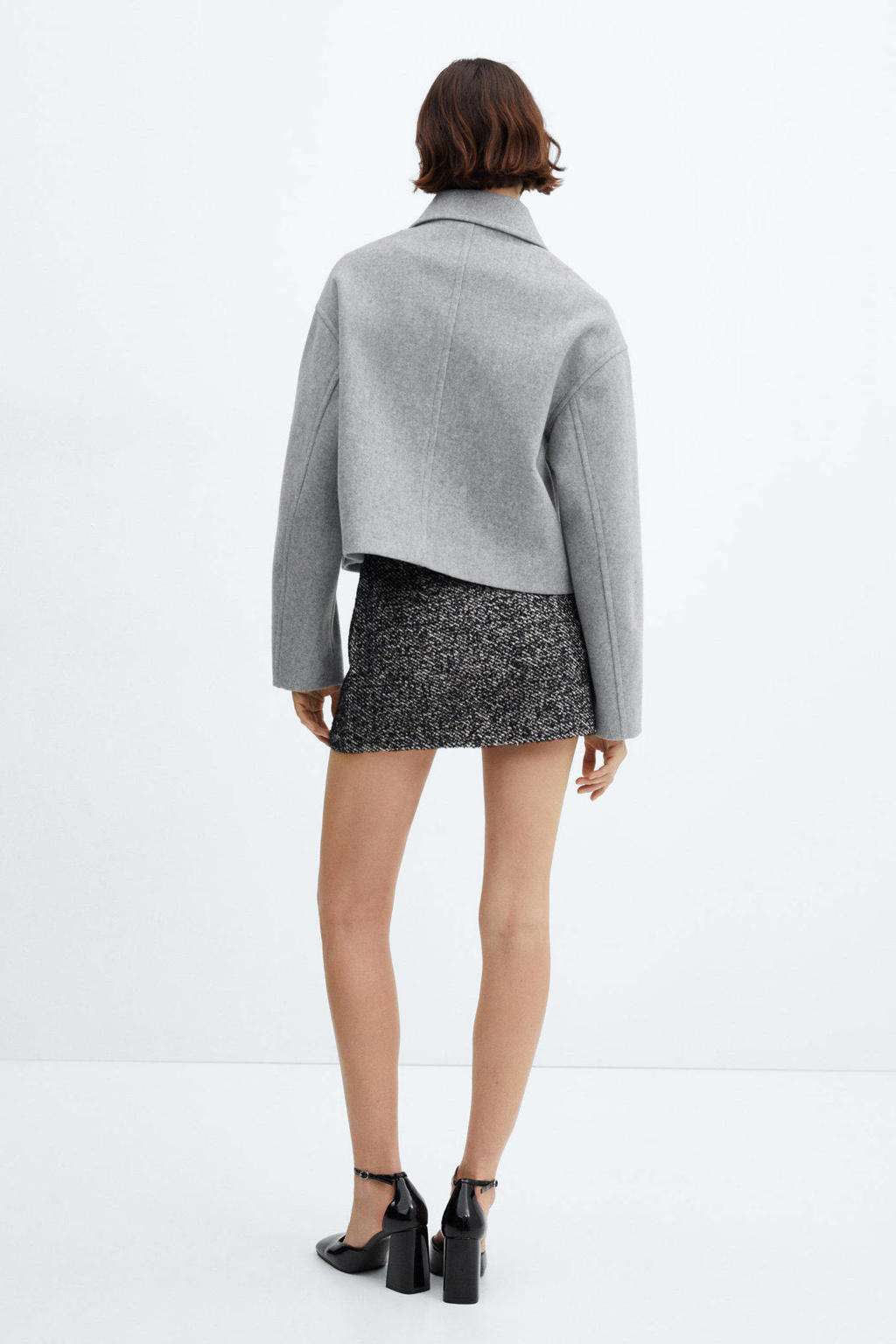 Mango gemêleerde mini rok met wol grijs | wehkamp