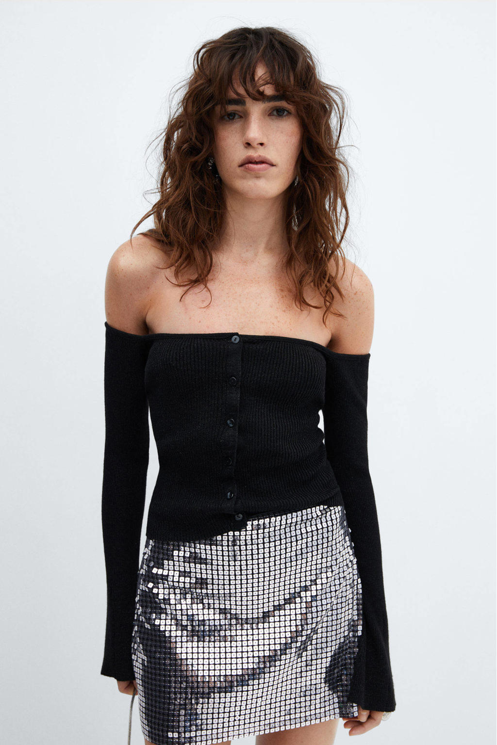 Mango rok met glitters zilver | wehkamp