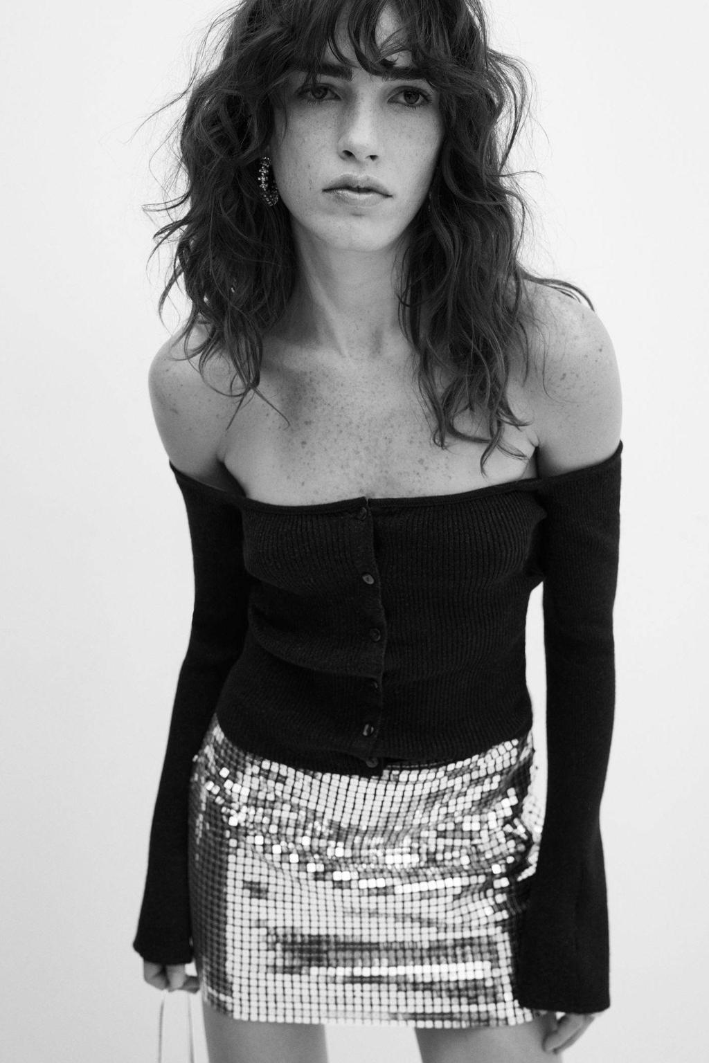 Mango rok met glitters zilver | wehkamp