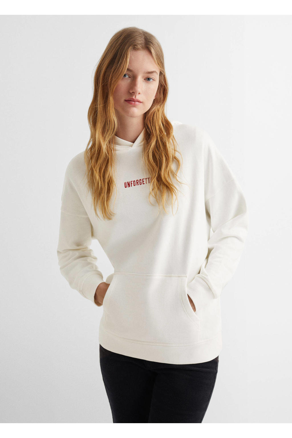 Mango Kids hoodie met backprint wit/rood | wehkamp