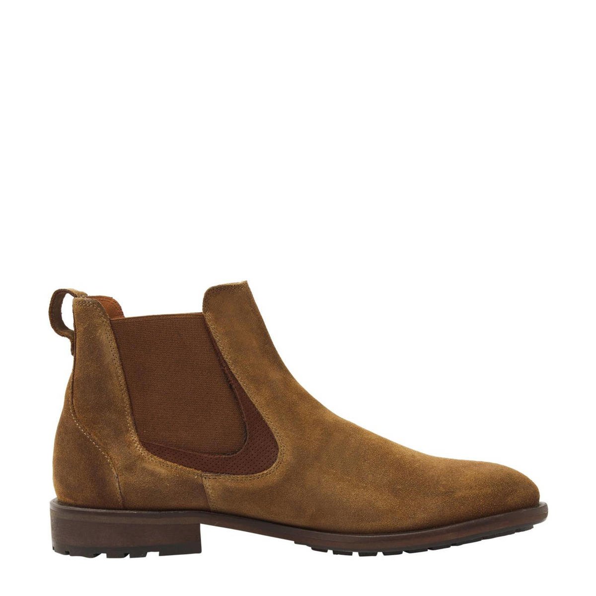 Van Lier Henry suède chelsea boots cognac | wehkamp