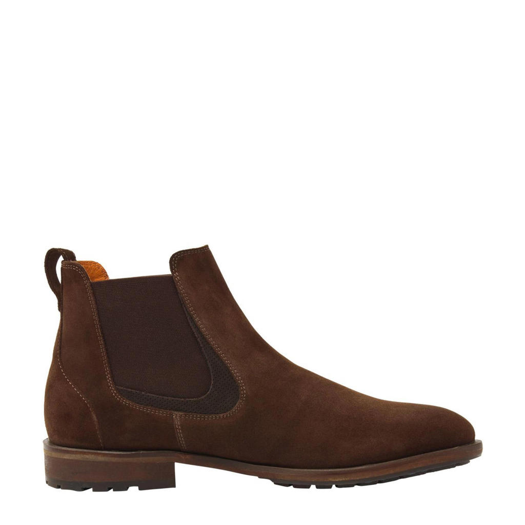 Van Lier Henry suède chelsea boots bruin | wehkamp