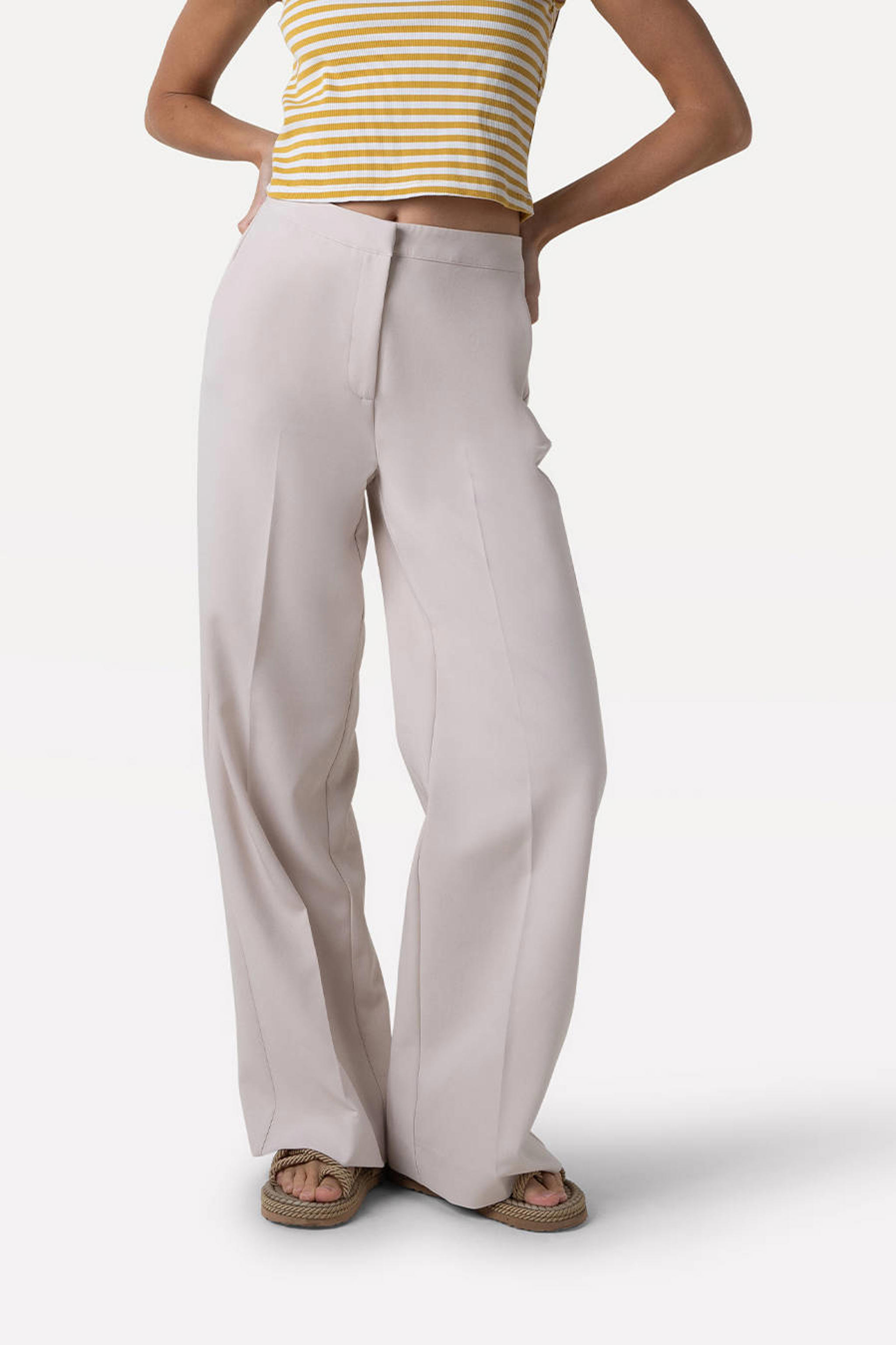 Another-Label high waist straight fit pantalon Moore ecru | wehkamp