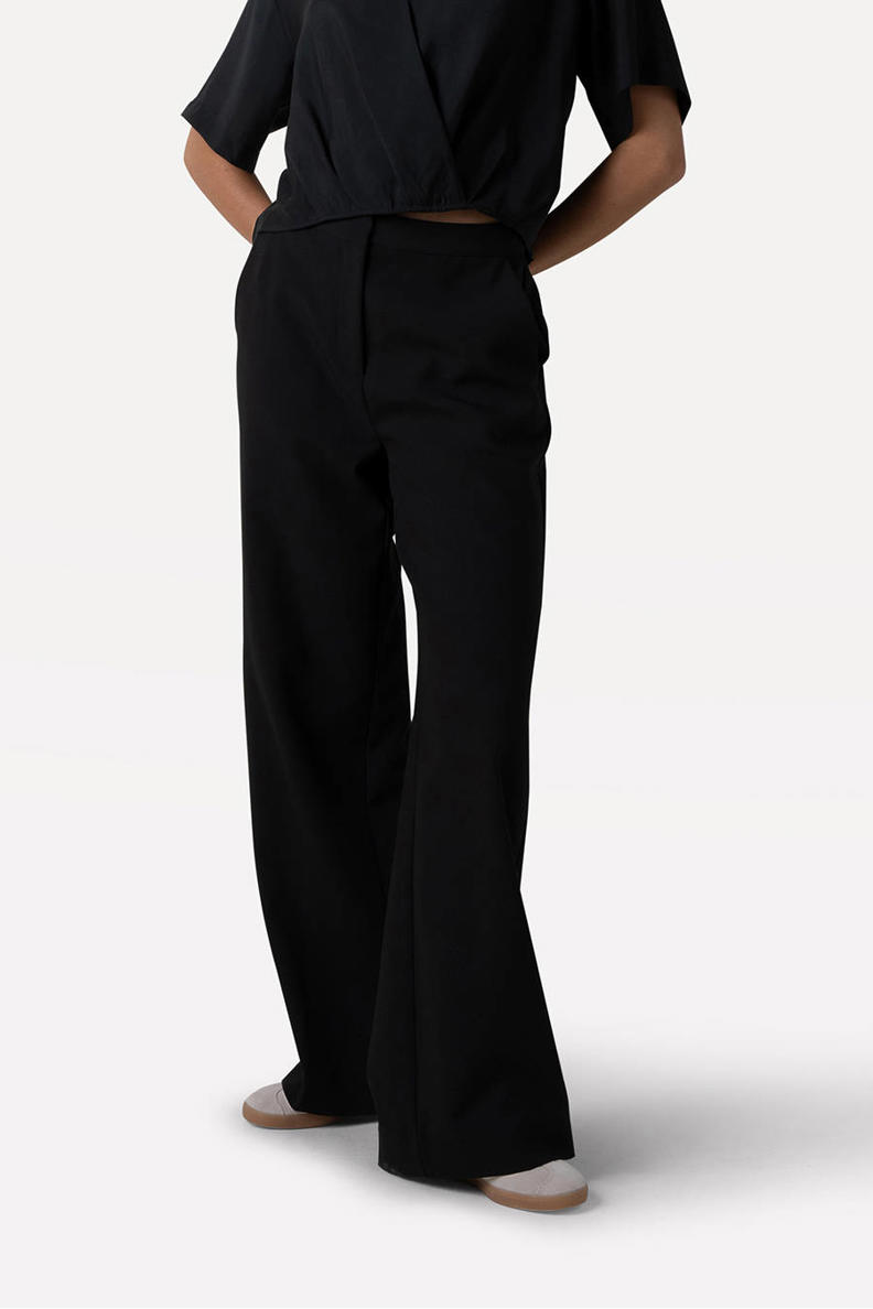 Another-Label high waist straight fit pantalon Moore zwart | wehkamp