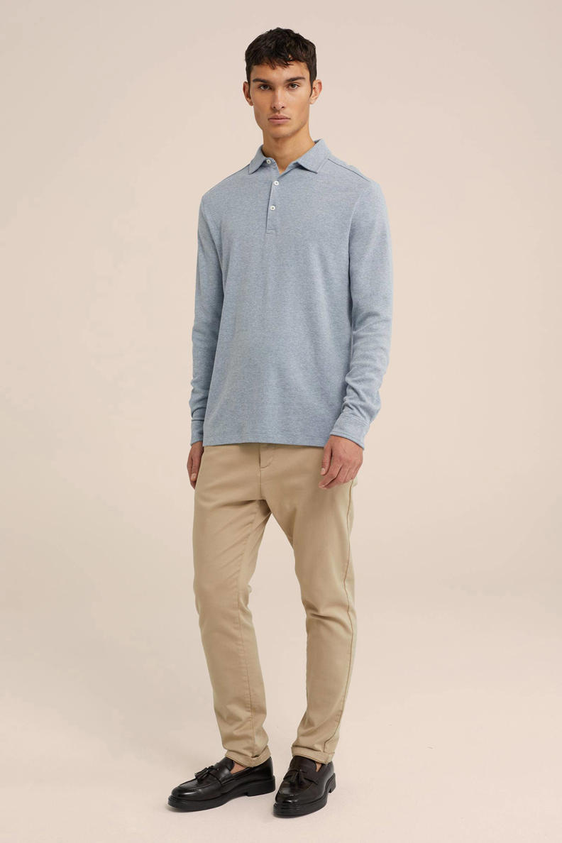WE Fashion gemêleerde slim fit polo blue dust | wehkamp