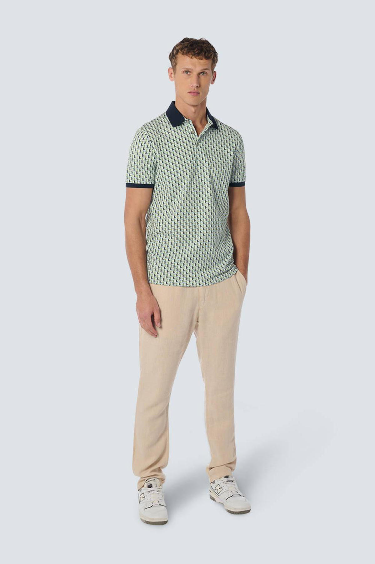 No Excess polo met all over print groen/donkerblauw/wit | wehkamp