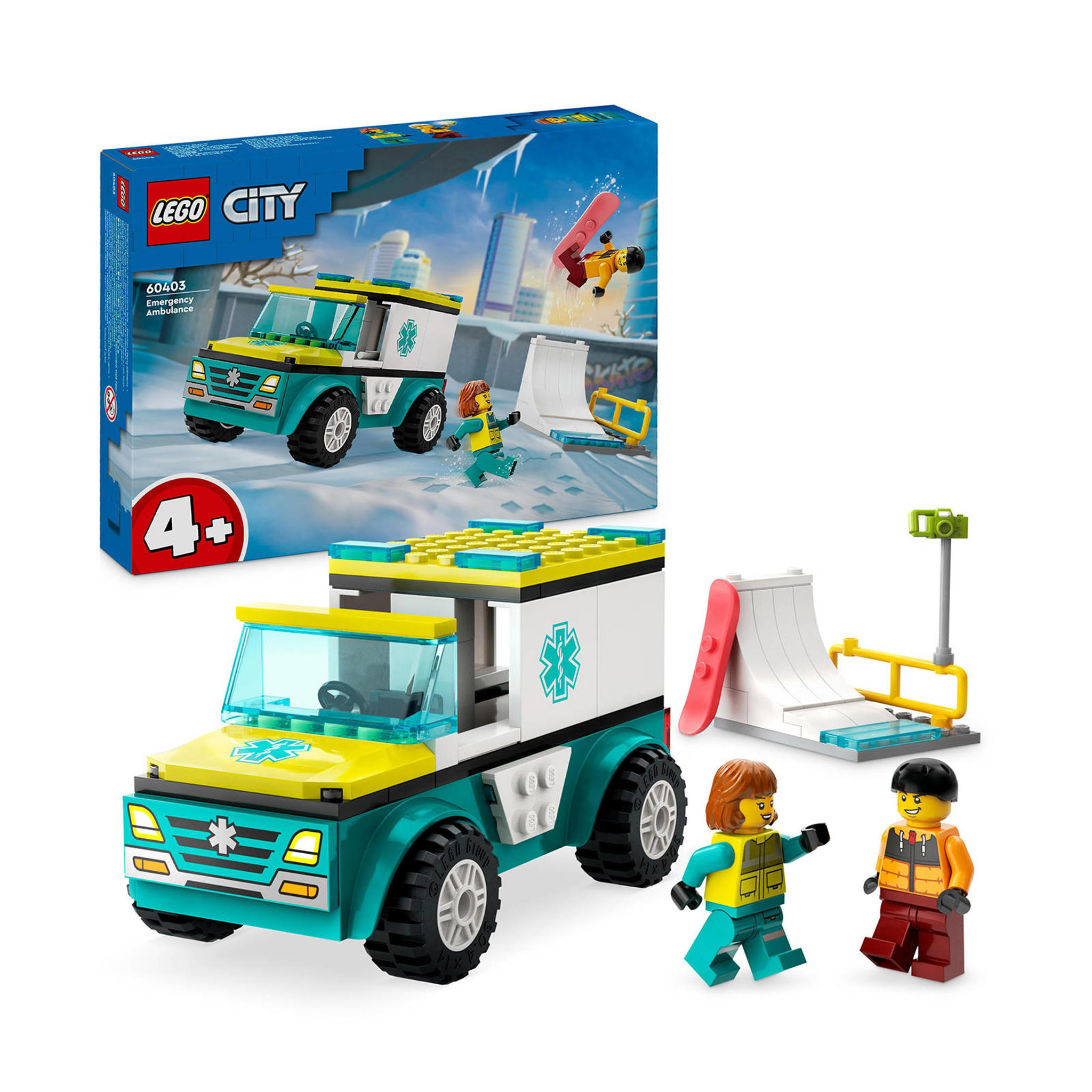 LEGO City Ambulance en snowboarder Speelgoed Ziekenwagen Set met Mini ...