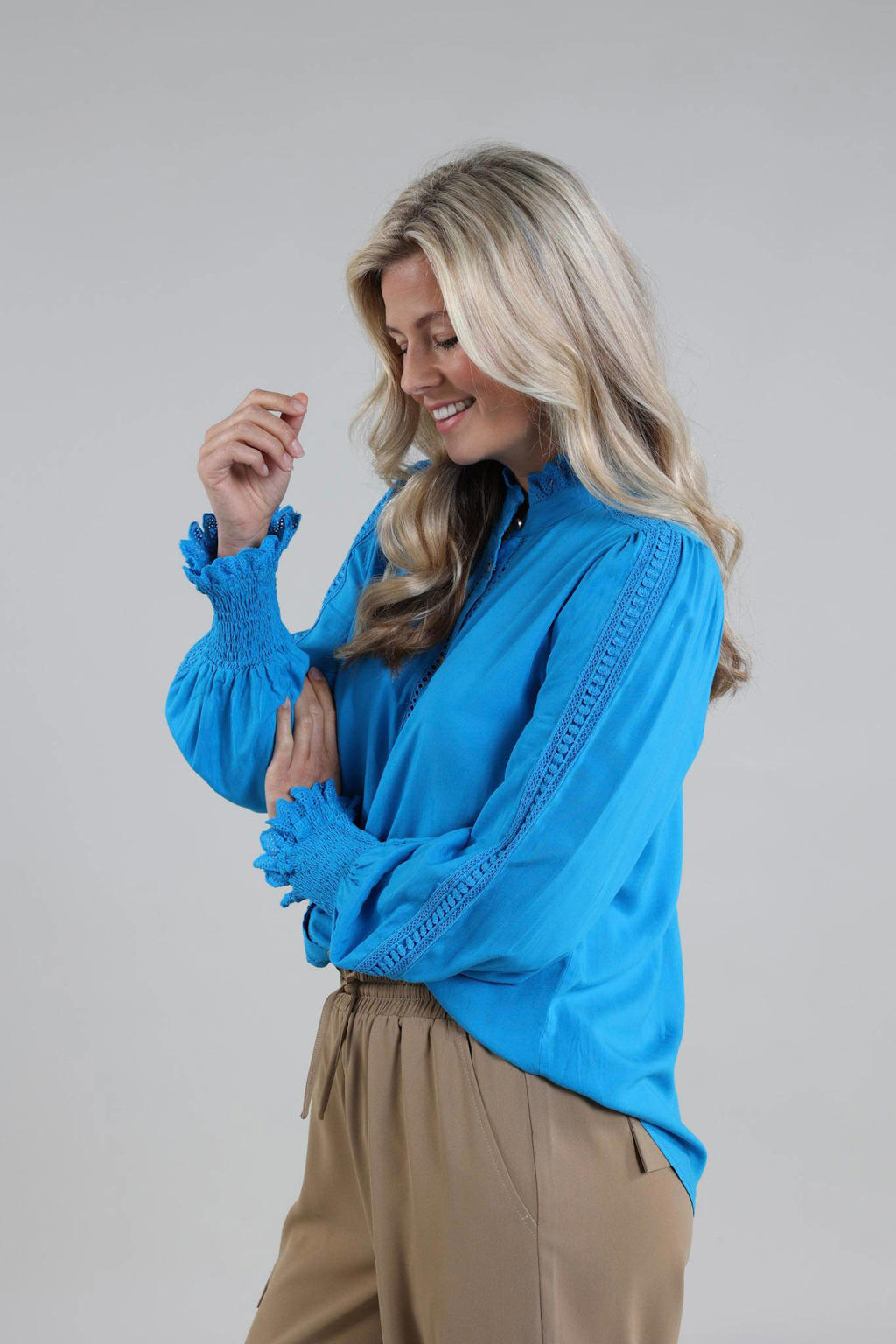NUKUS blouse Rosalie met ruches blauw | wehkamp