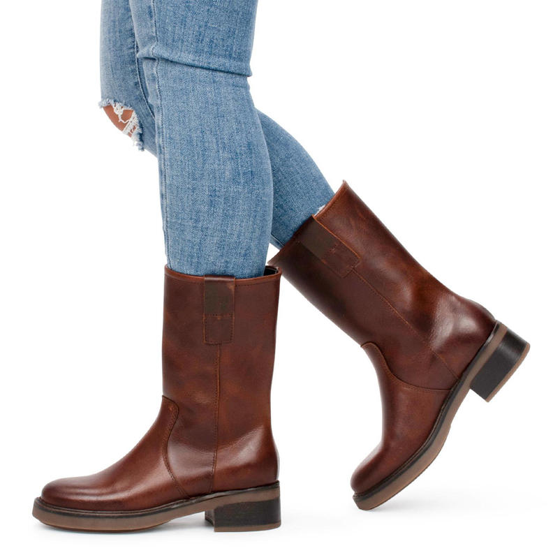 PS Poelman Tamar leren enkellaarzen bruin | wehkamp