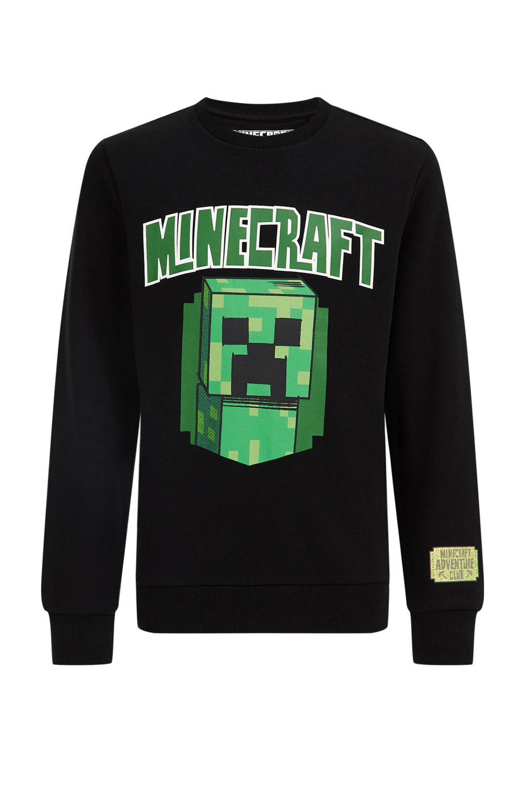 WE Fashion Minecraft sweater zwart/groen | wehkamp