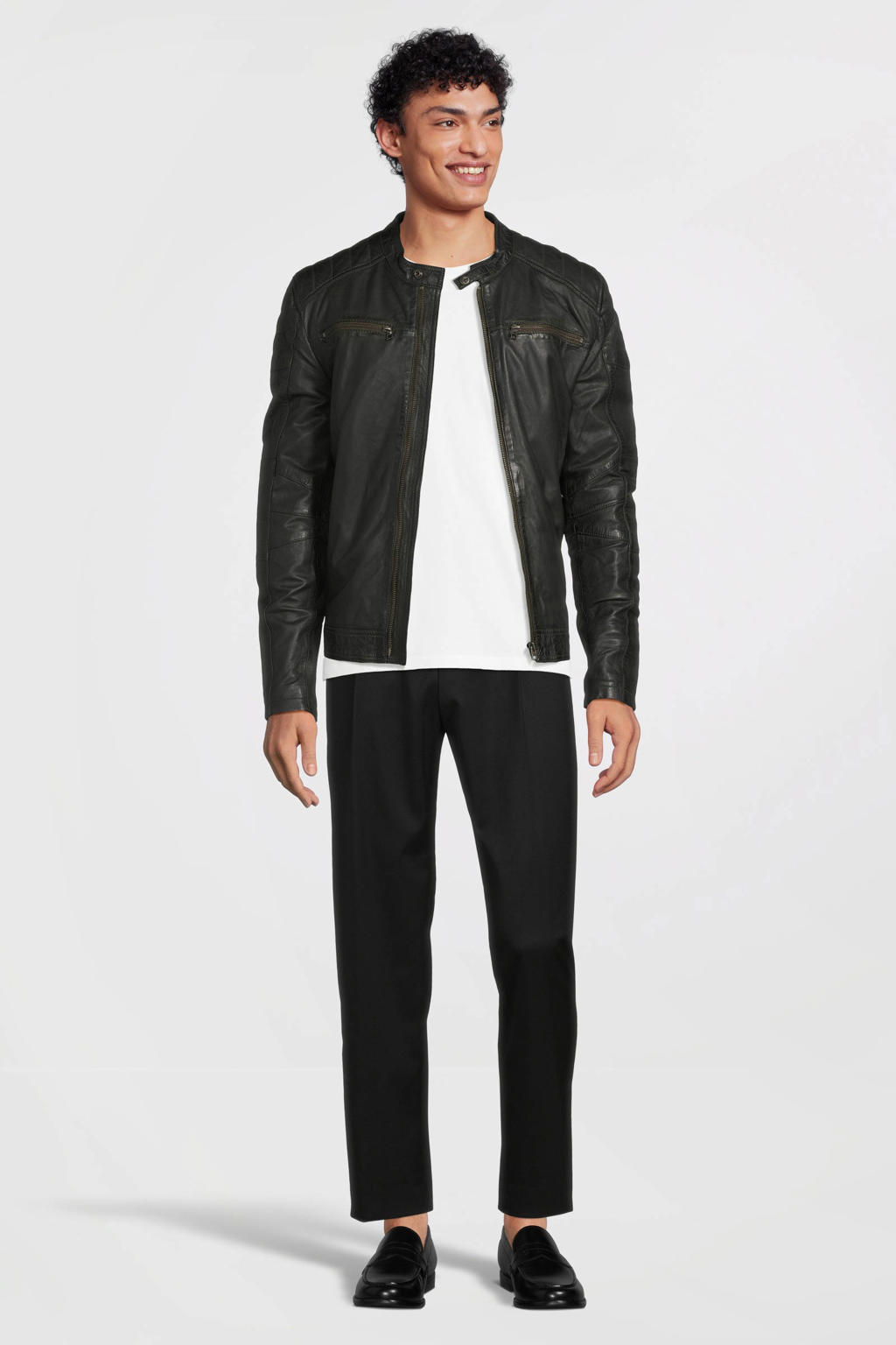 Goosecraft leren jas Jacket965 military green | wehkamp